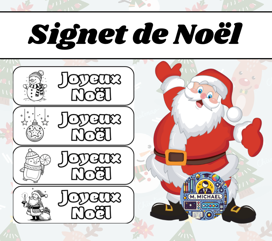 Signet à colorier Noël – La classe de Michaël